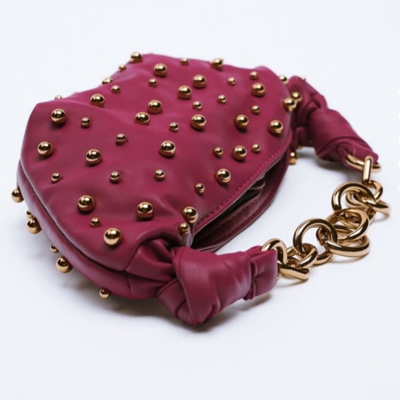 Zara | Bags | Zara Beads Studded Mini Handbag Raspberry Red | Poshmark